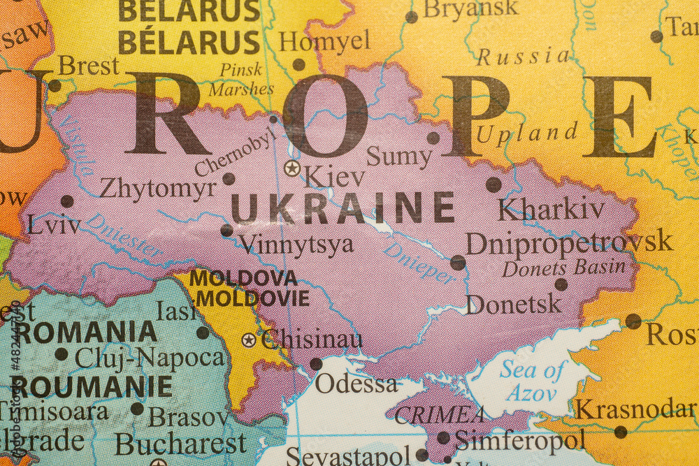 1.24.22 - RAK, UAE - Colorful map of Kiev, Ukraine near threatening ...