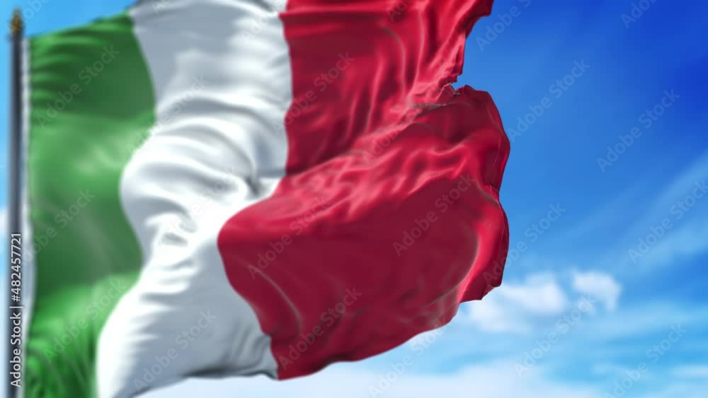 Italian flag is waving slow motion in full screen. Loopable 4K ...