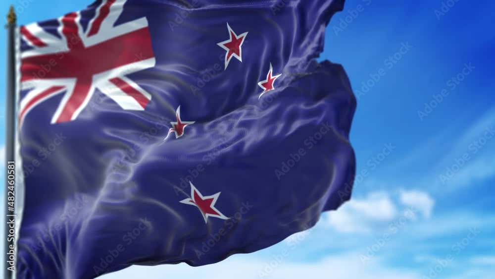 New Zealand flag is waving slow motion in full screen. Loopable 4K ...