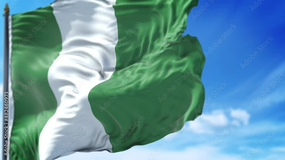 Nigerian flag is waving slow motion in full screen. Loopable 4K ...
