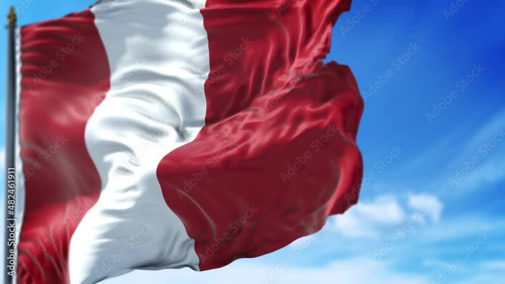 Peru flag is waving slow motion in full screen. Loopable 4K resolution ...