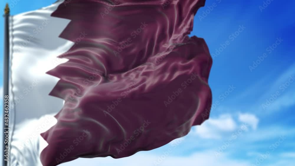 Qatar flag is waving slow motion in full screen. Loopable 4K resolution ...