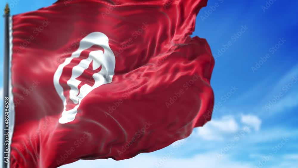 Tunisia flag is waving slow motion in full screen. Loopable 4K ...