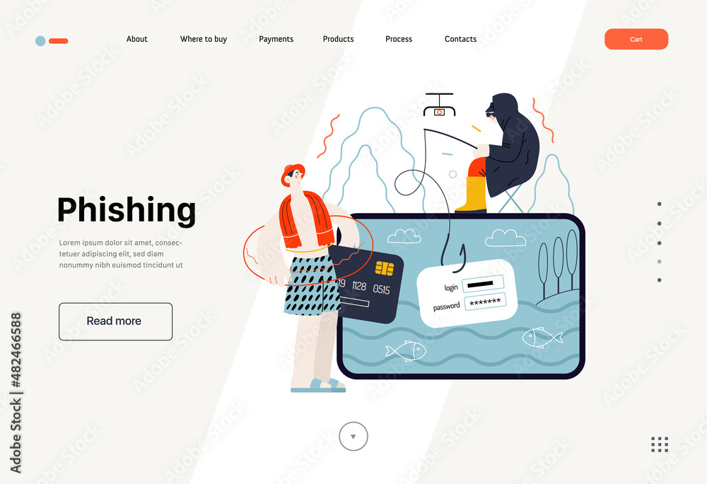 Technology Memphis - Phishing - flat vector concept digital ...
