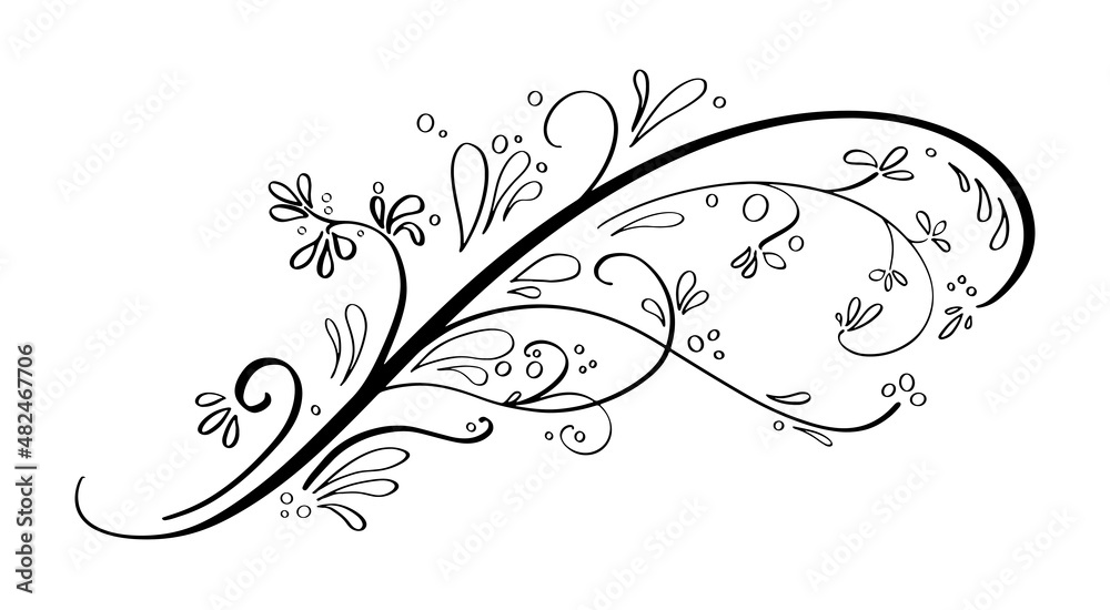 fancy design element, curly vine wedding invitation accent, calligraphy ...