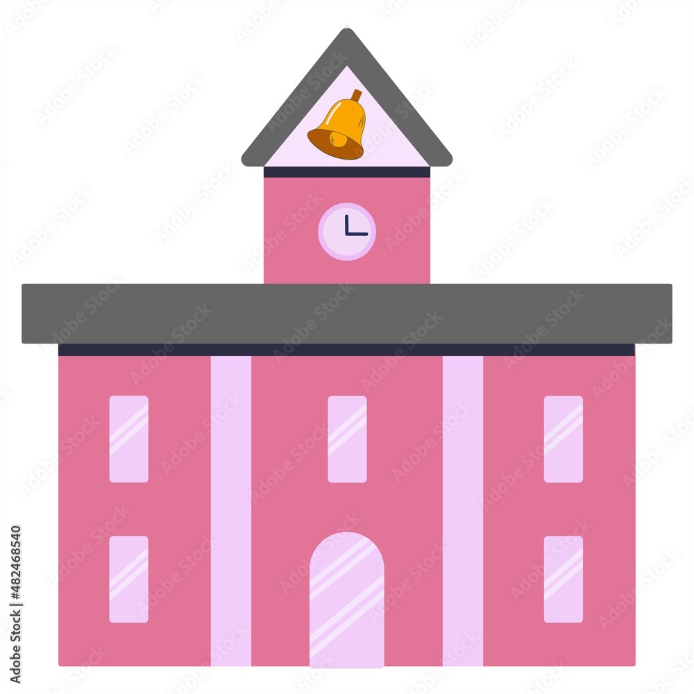 School icon close up. High school building flat vector illustration ...