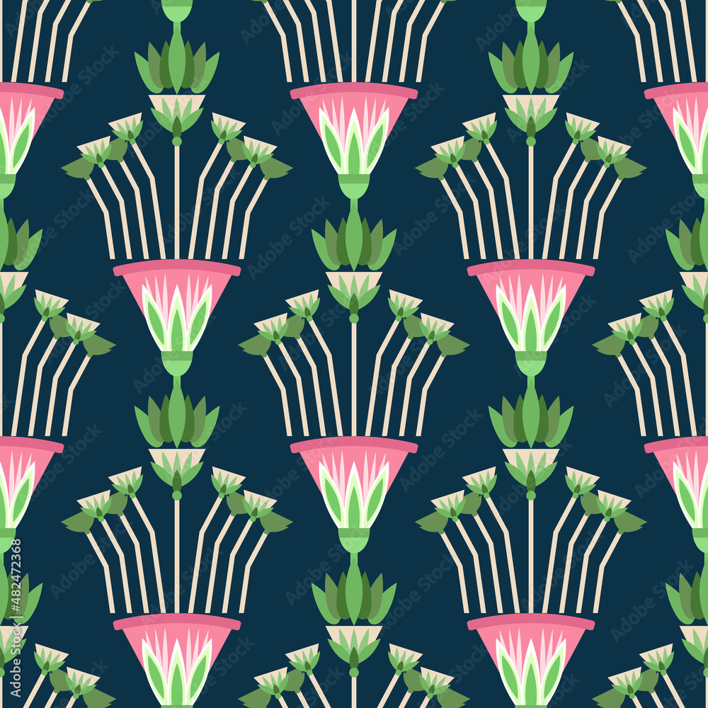 Seamless pattern vector illustration of the Egyptian ancient ornament ...