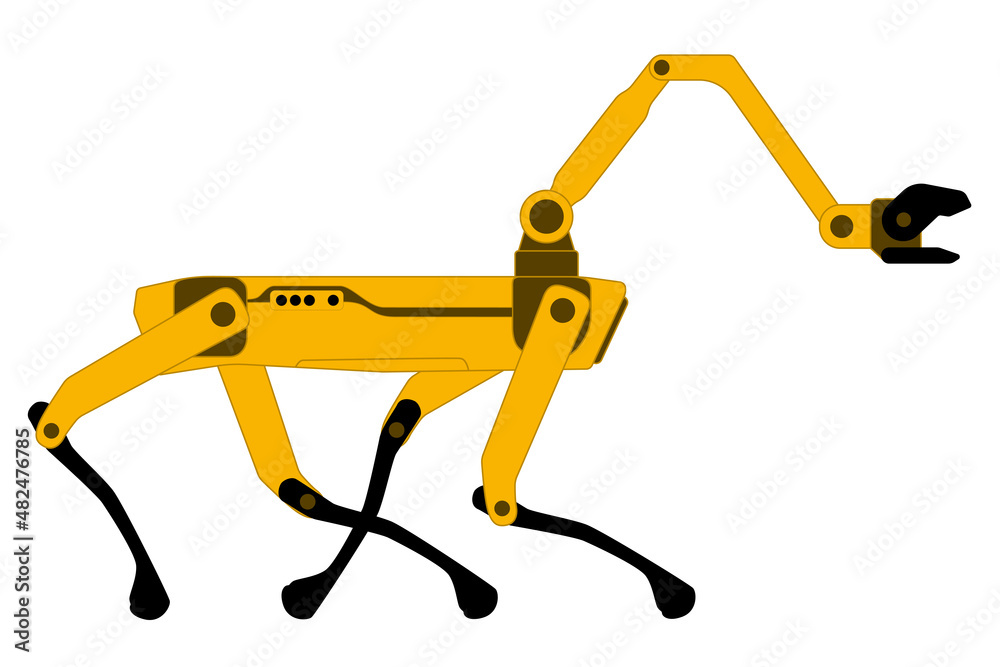 Robot dog with a mechanical arm. Innovation in technology Stock Vector ...