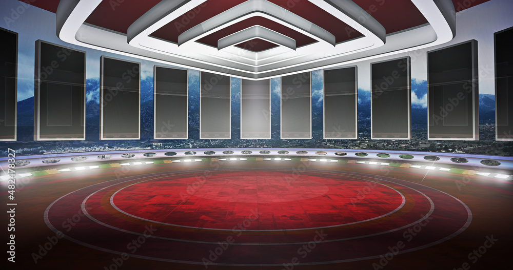 Modern, virtual studio TV show background, ideal for tv news shows or ...
