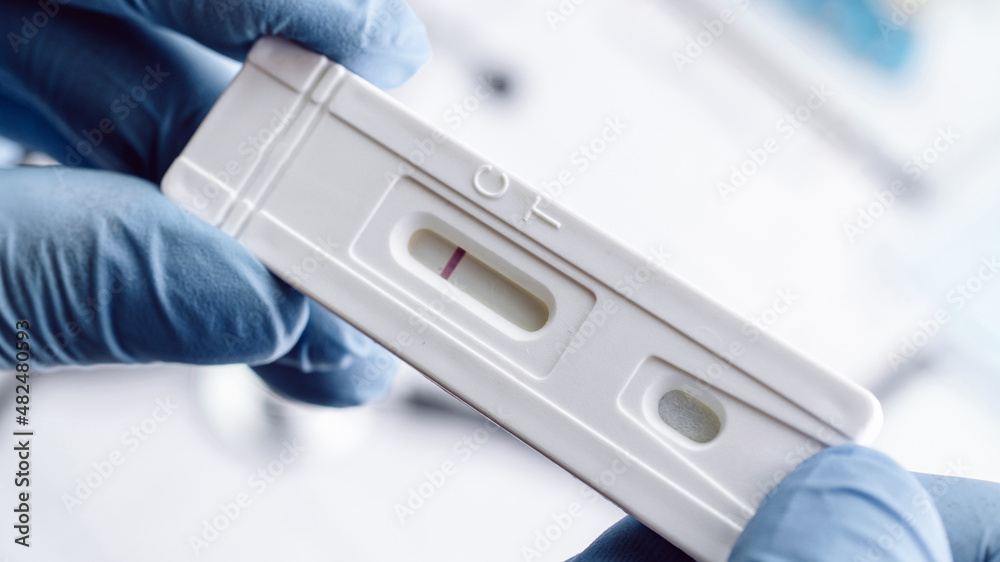 Coronavirus test antigen covid kit. Doctor holding rapid covid medical ...