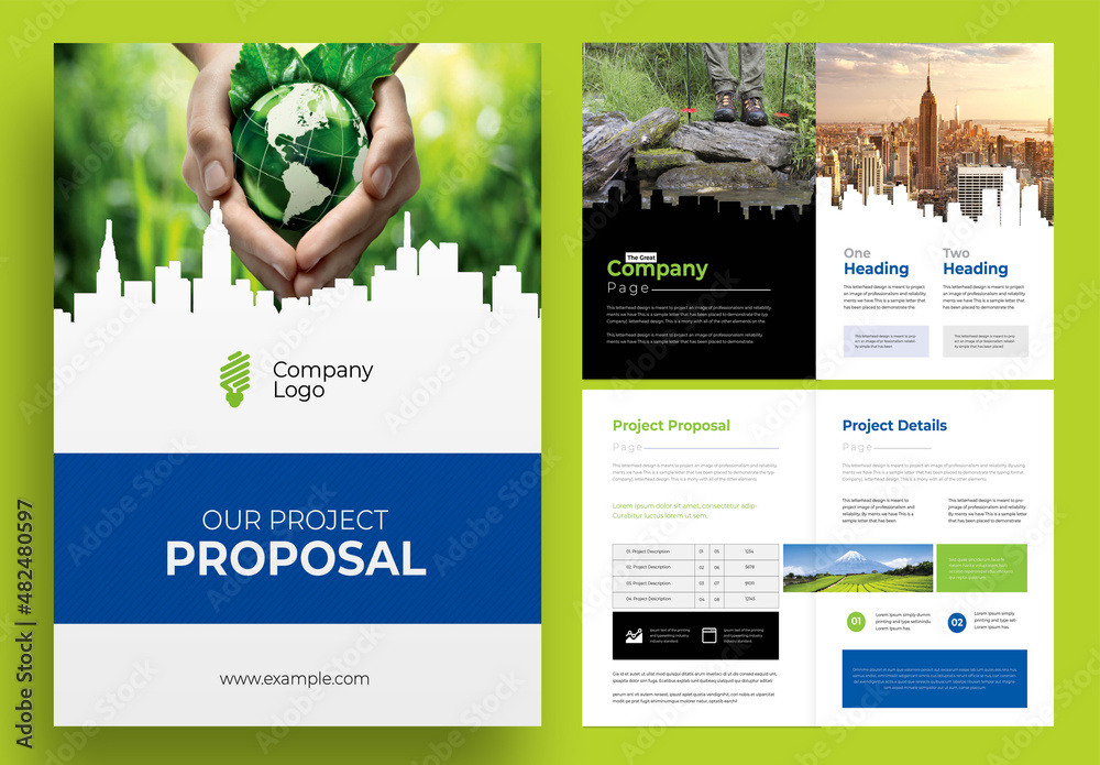 Energy Project Proposal with Blue Green Accents Stock Template | Adobe ...
