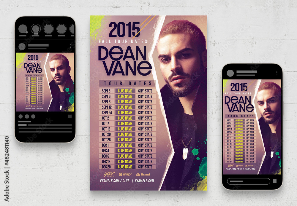 Music Tour Date Flyer Poster for Dj Musician Artists Stock Template ...