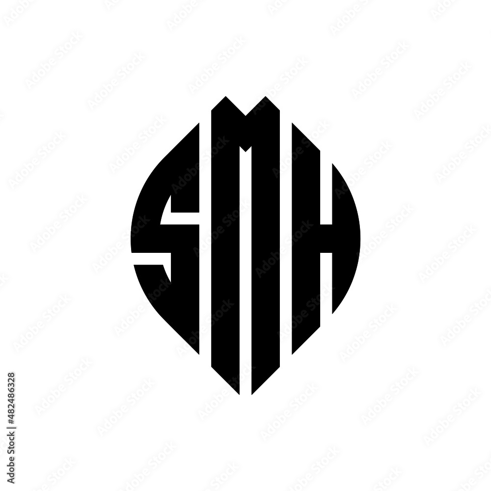 SMH circle letter logo design with circle and ellipse shape. SMH ...