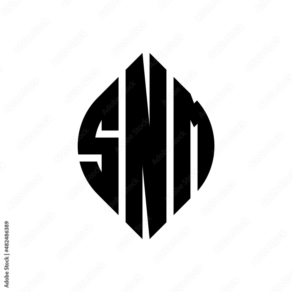 SNM circle letter logo design with circle and ellipse shape. SNM ...