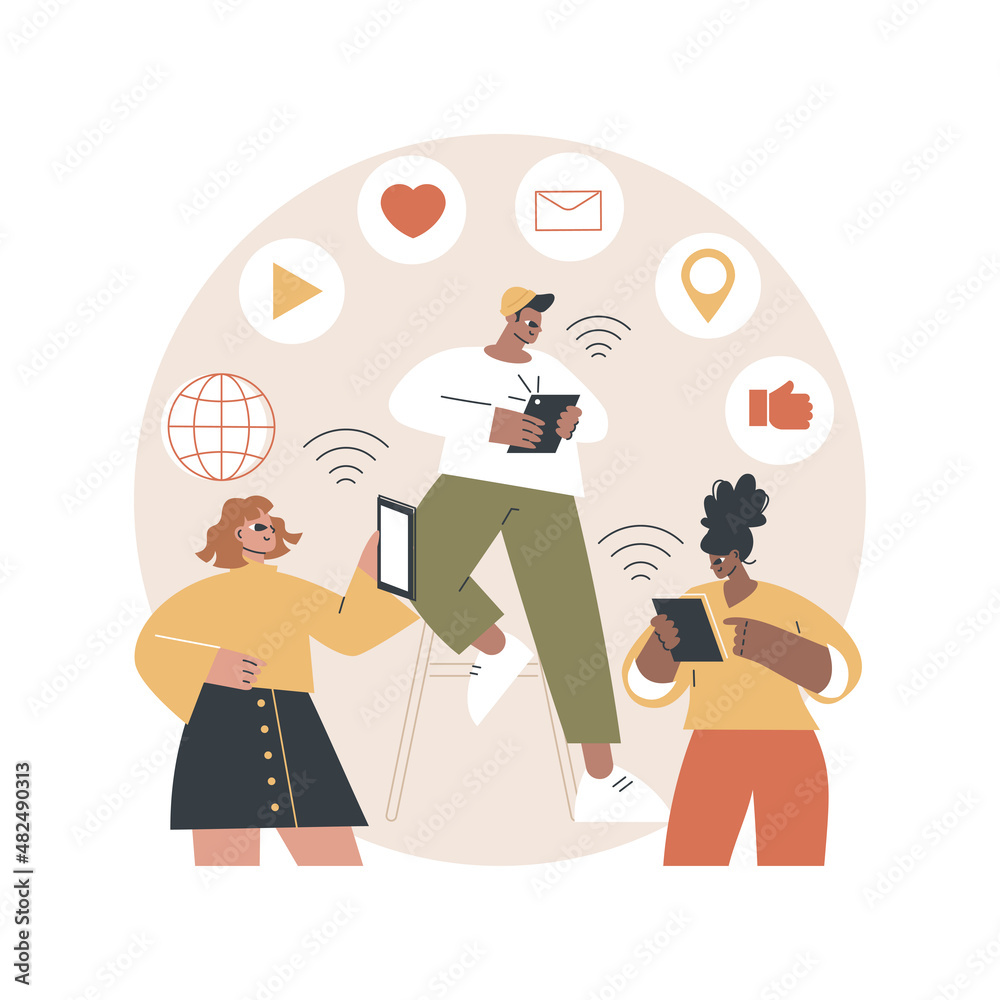 Connected living abstract concept vector illustration. Global online ...