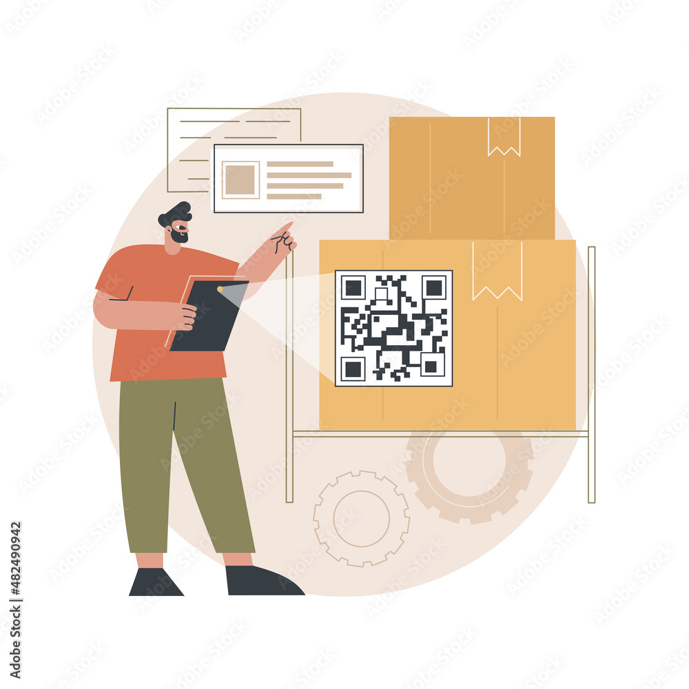 QR code abstract concept vector illustration. QR generator online, QR ...