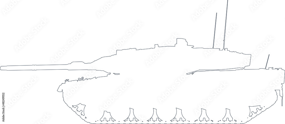 Leopard 2 German main battle tank, military vehicle. Contour lines ...