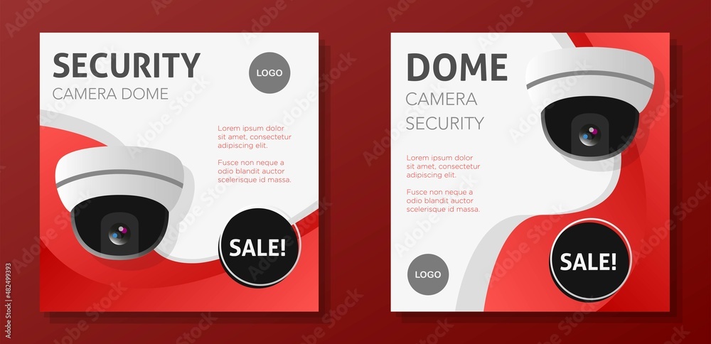 Vecteur Stock Camera dome security social media post banner set ...