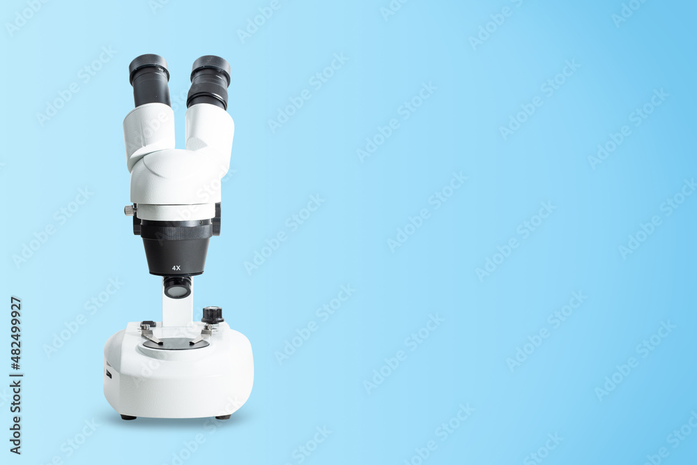 Stereoscopic microscope. Medical, health and biological concept. Using ...
