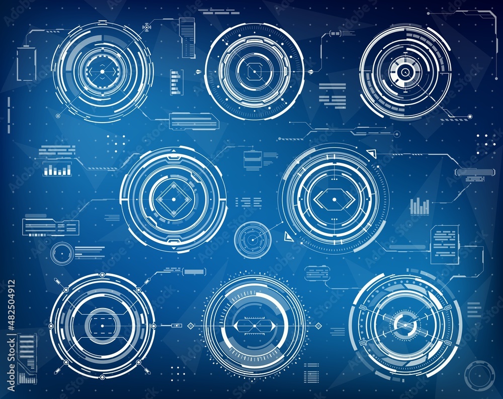 HUD futuristic infographic circular interface elements. Business visual ...