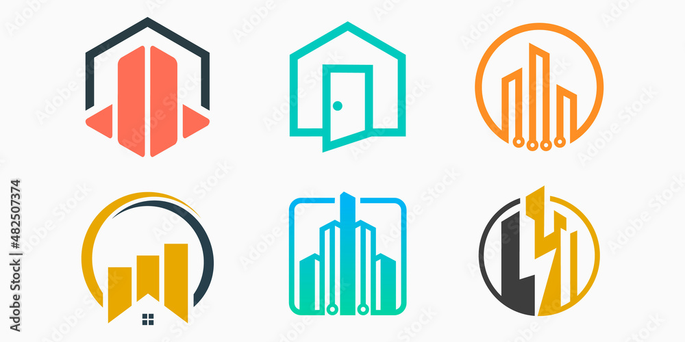Tech building Logo icon set. Symbol Template Design Vector. Concept ...