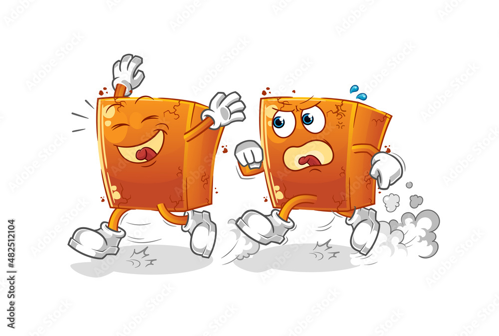 brick play chase cartoon. cartoon mascot vector Stock Vector | Adobe Stock