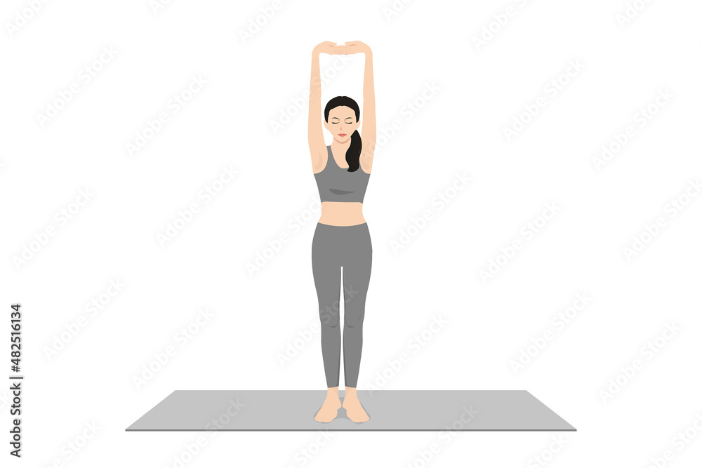 Palm Tree Pose, Upward Hand Stretch Pose, Upward Salute, Raised Hands ...