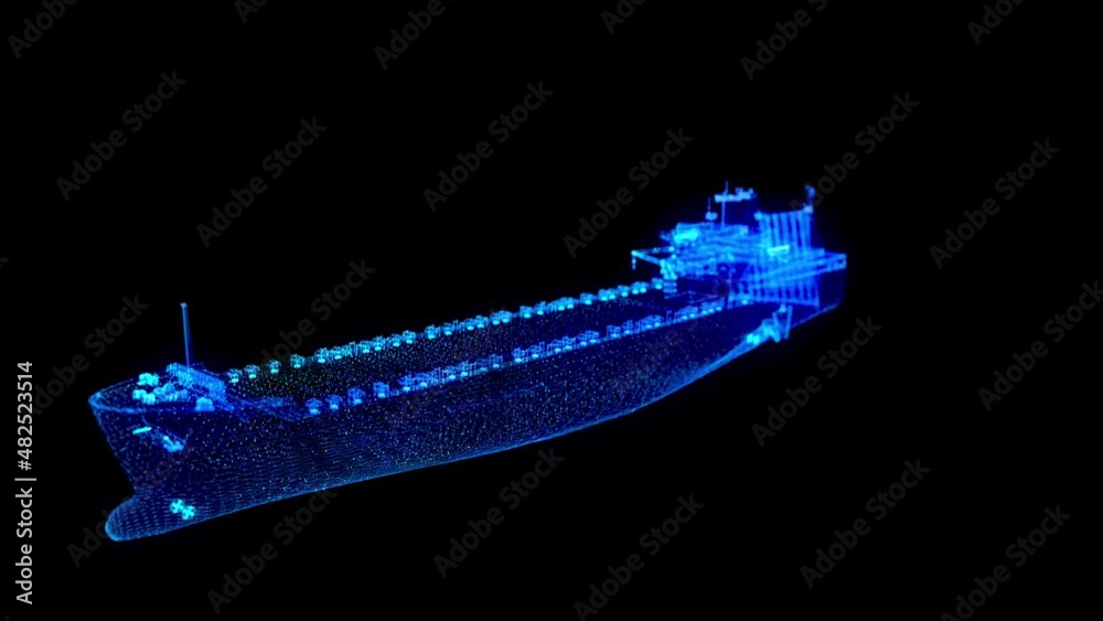 Aerial top view Cargo ship logistics import export raw material ...