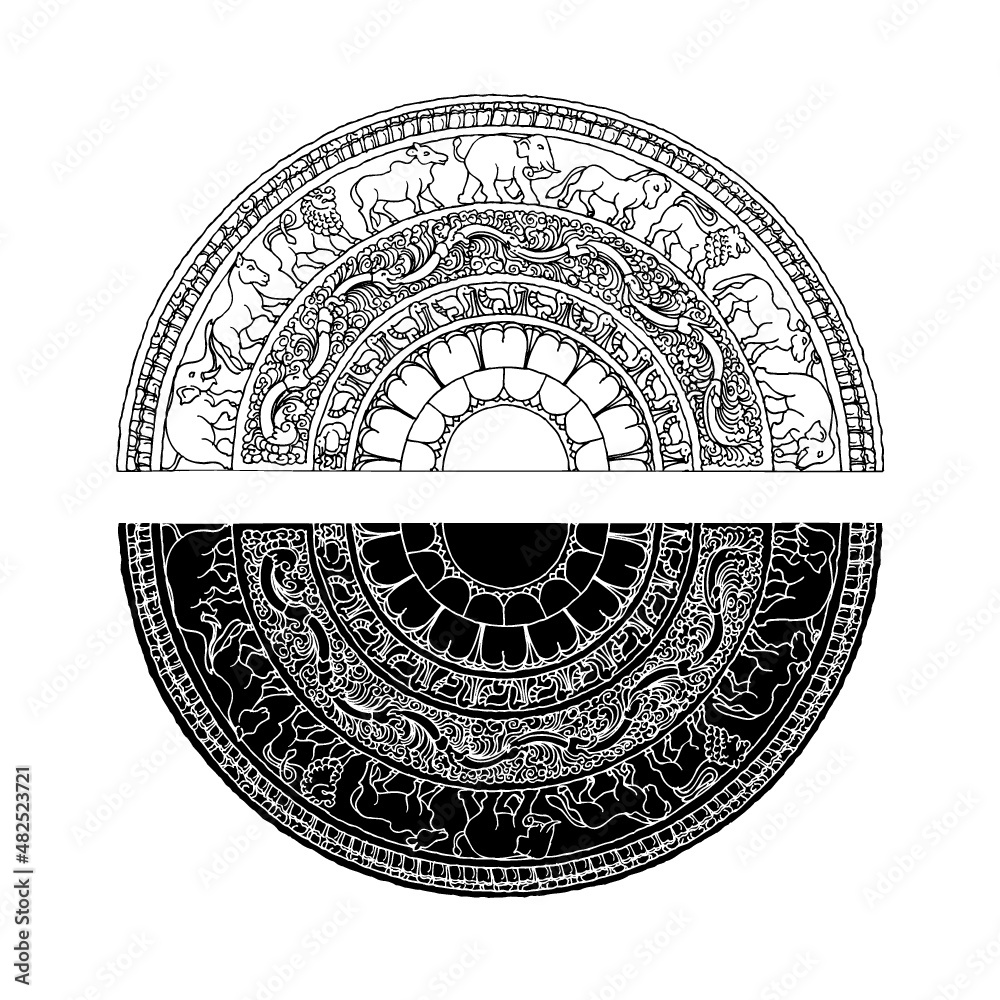 Sri Lanka Moon-stone Sandakada pahana Stock Vector | Adobe Stock