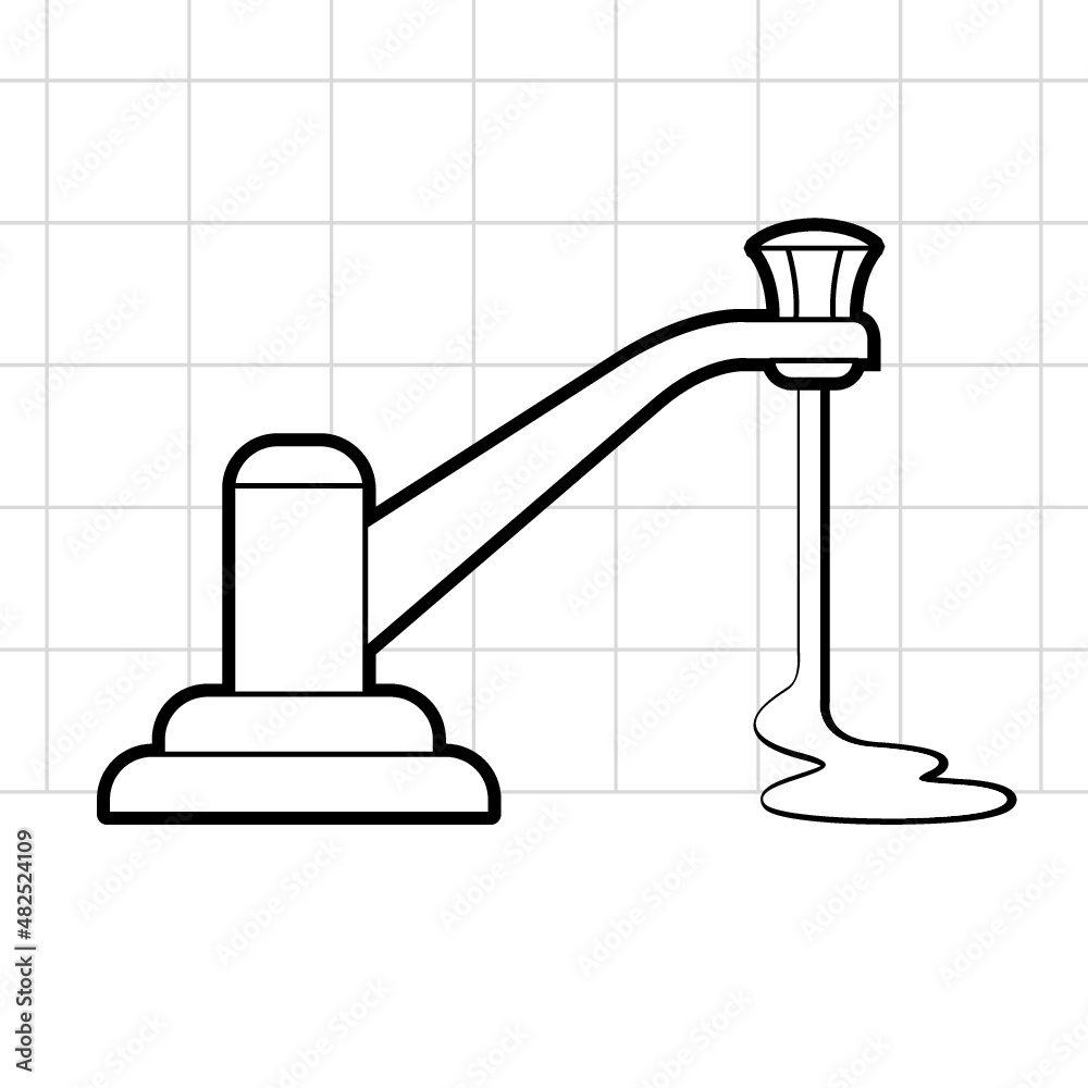 black outline water tap vector drawing Stock Vector | Adobe Stock