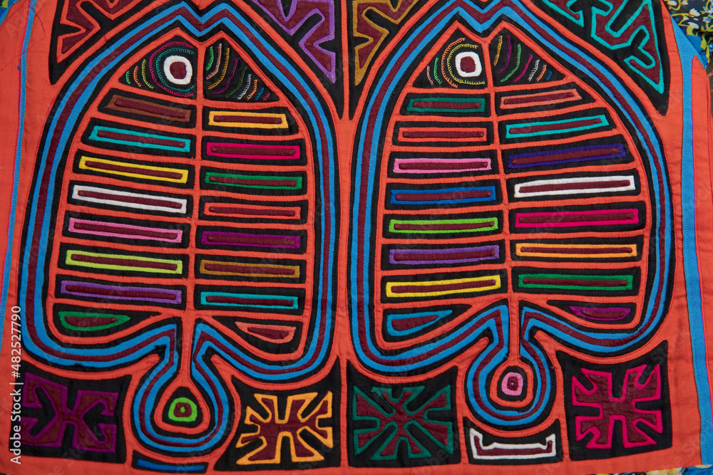 Mola Guna design of an Indigenous woman from Guna Yala Panama Stock ...