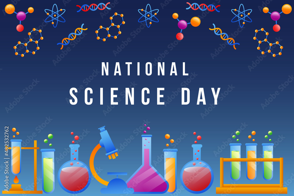 gradient national science day background with science element Stock ...