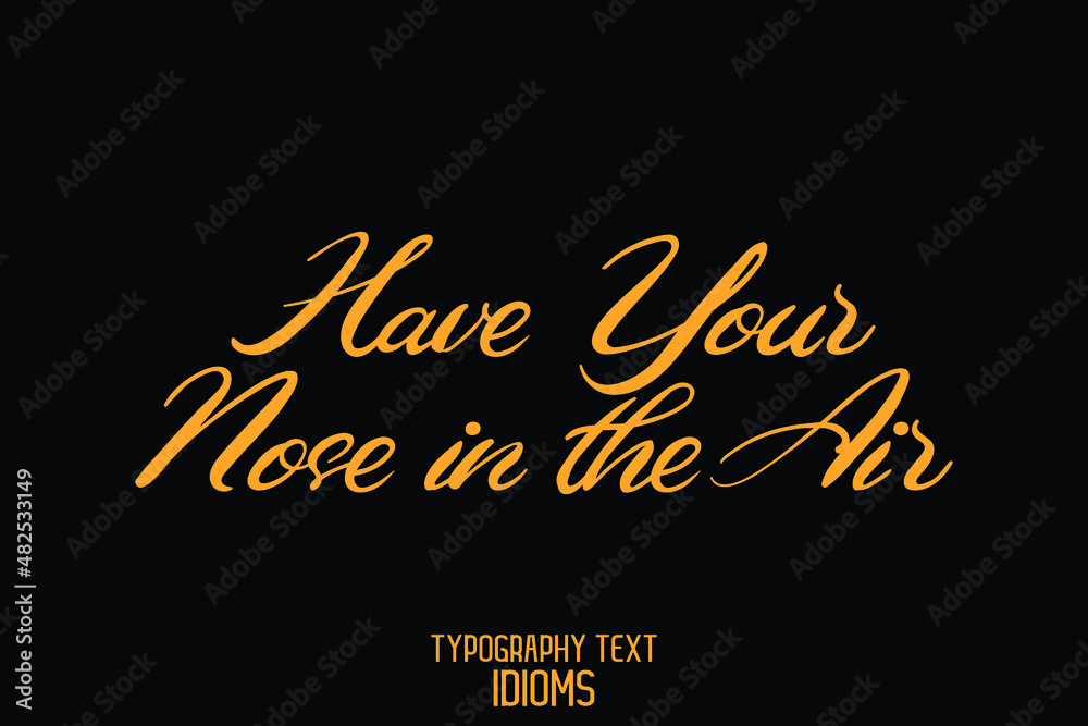 idiom Modern Cursive Text Lettering Phrase Have Your Nose in the Air ...