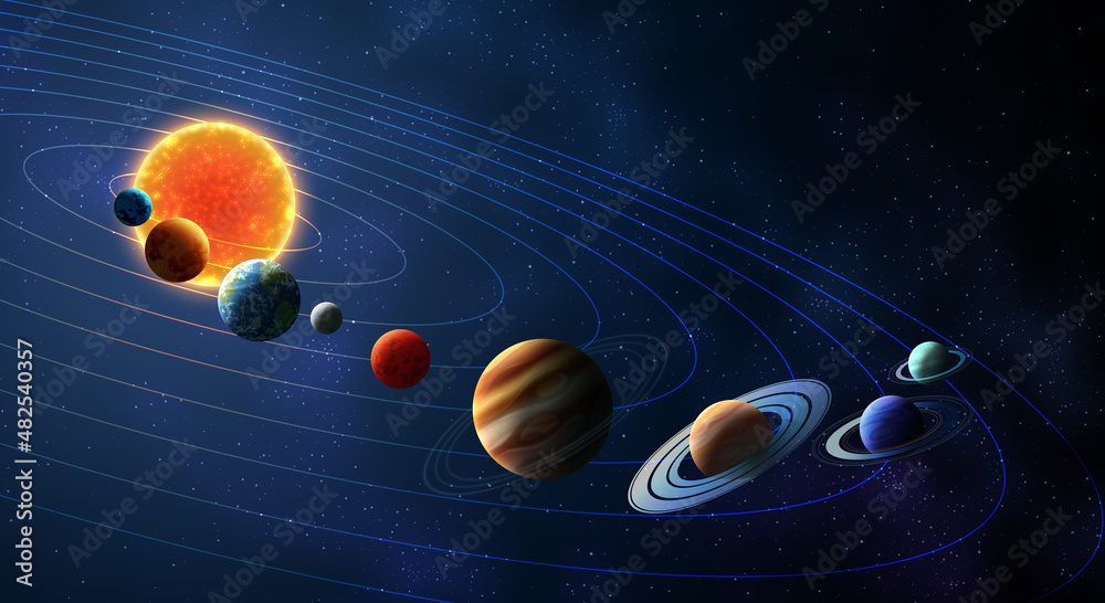 solar system planets pattern vector illustration spiral arrangement ...