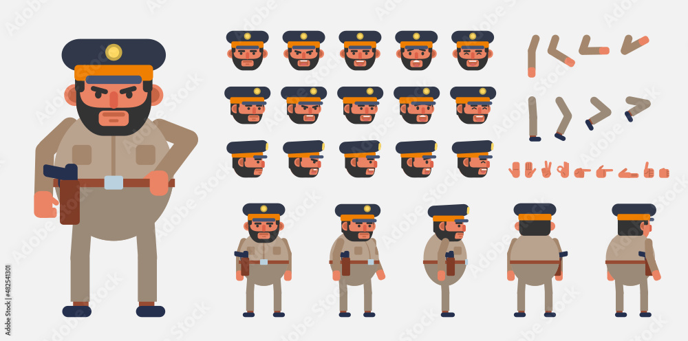 Fat policeman, police officer creation kit. Create your own action ...