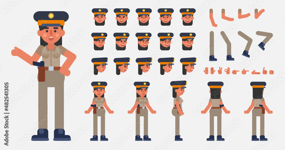 Policewoman, female police officer creation kit. Create your own action ...