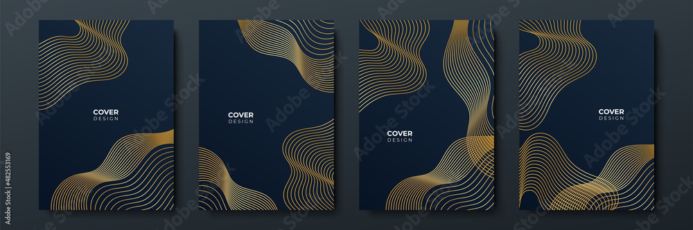 Elegant luxury black and gold cover design background with abstract ...