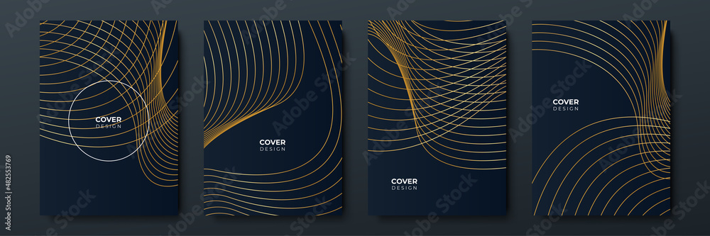 Elegant luxury black and gold cover design background with abstract ...