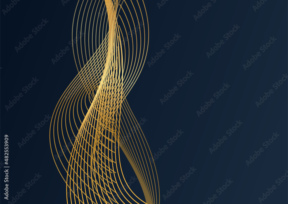 Luxury black gold wave line background. Abstract decoration, golden ...
