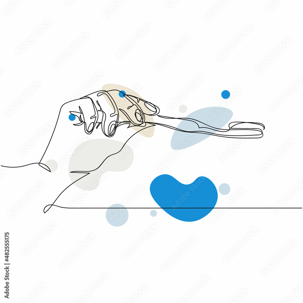 Continuous one simple single abstract line drawing of hand holding ...