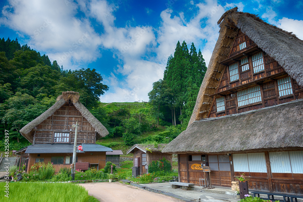 Nanto, Japan - Jul 31 2017- Gassho-zukuri houses at Suganuma village ...