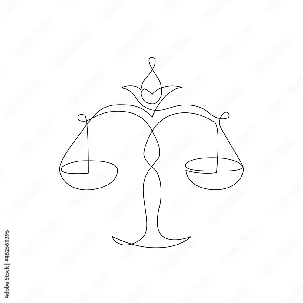 Astrological Libra zodiac sign one line drawing Stock Vector | Adobe Stock