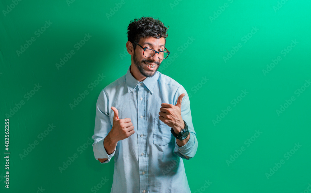 young man with thumbs up, positive guy with thumbs up isolated. Stock ...
