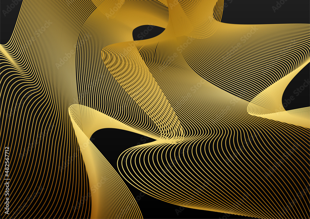 Abstract black and gold lines background with light effect Stock Vector ...