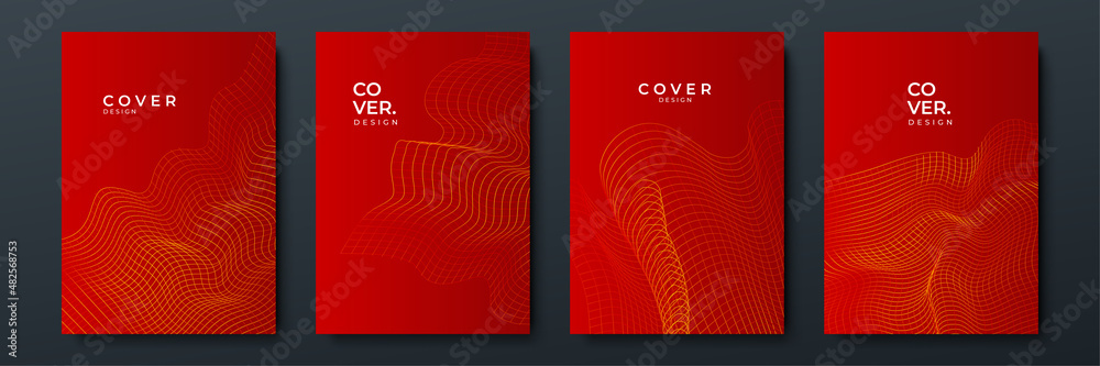 Modern luxury red and gold abstract cover line background. Design for ...