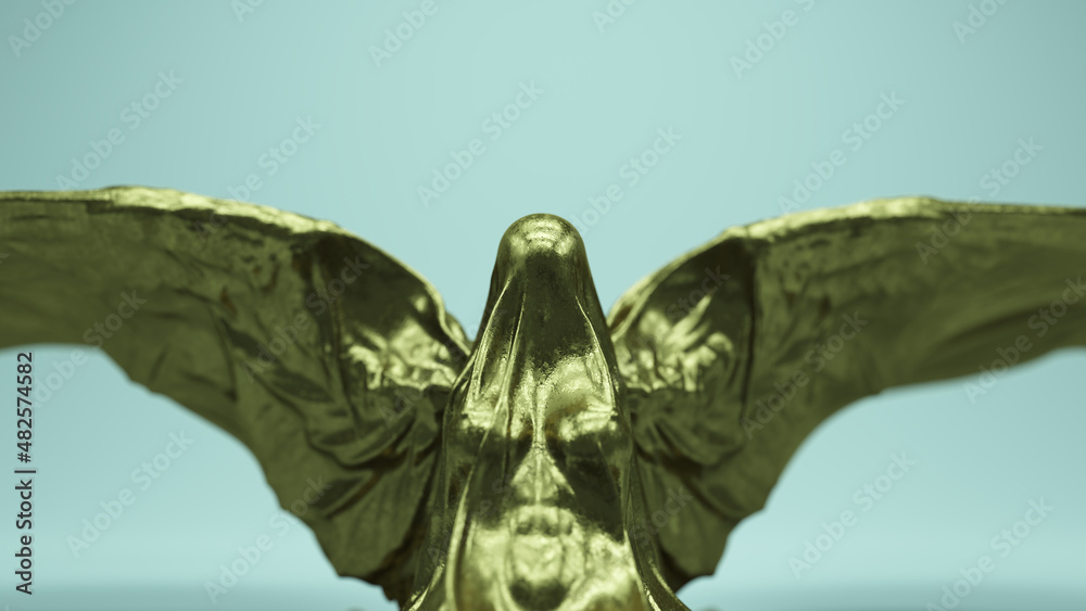 Angel of Death Sitting Gold Leaf Fabric Halloween Sculpture Demon Wings ...