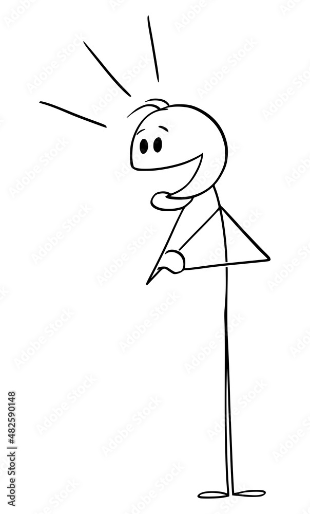 Happy Enthusiastic Smiling Person Watching something , Vector Cartoon ...