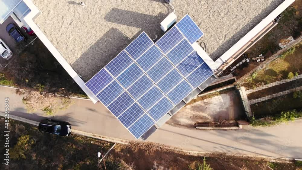 Panels of small solar power plant mounted on the house. Alternative ...