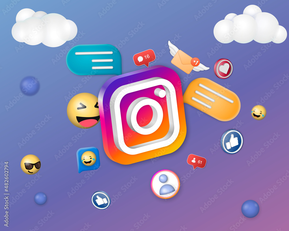 instagram 3d icon. instagram 3d logo. instagram 3d vector. instagram 3d ...