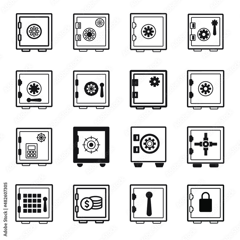 Bank vault icons symbol vector elements for infographic web Stock ...